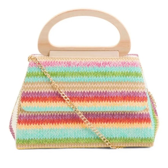 Alessia | Bags | Alessia Multi Colored Clutch Wooden Handle | Poshmark
